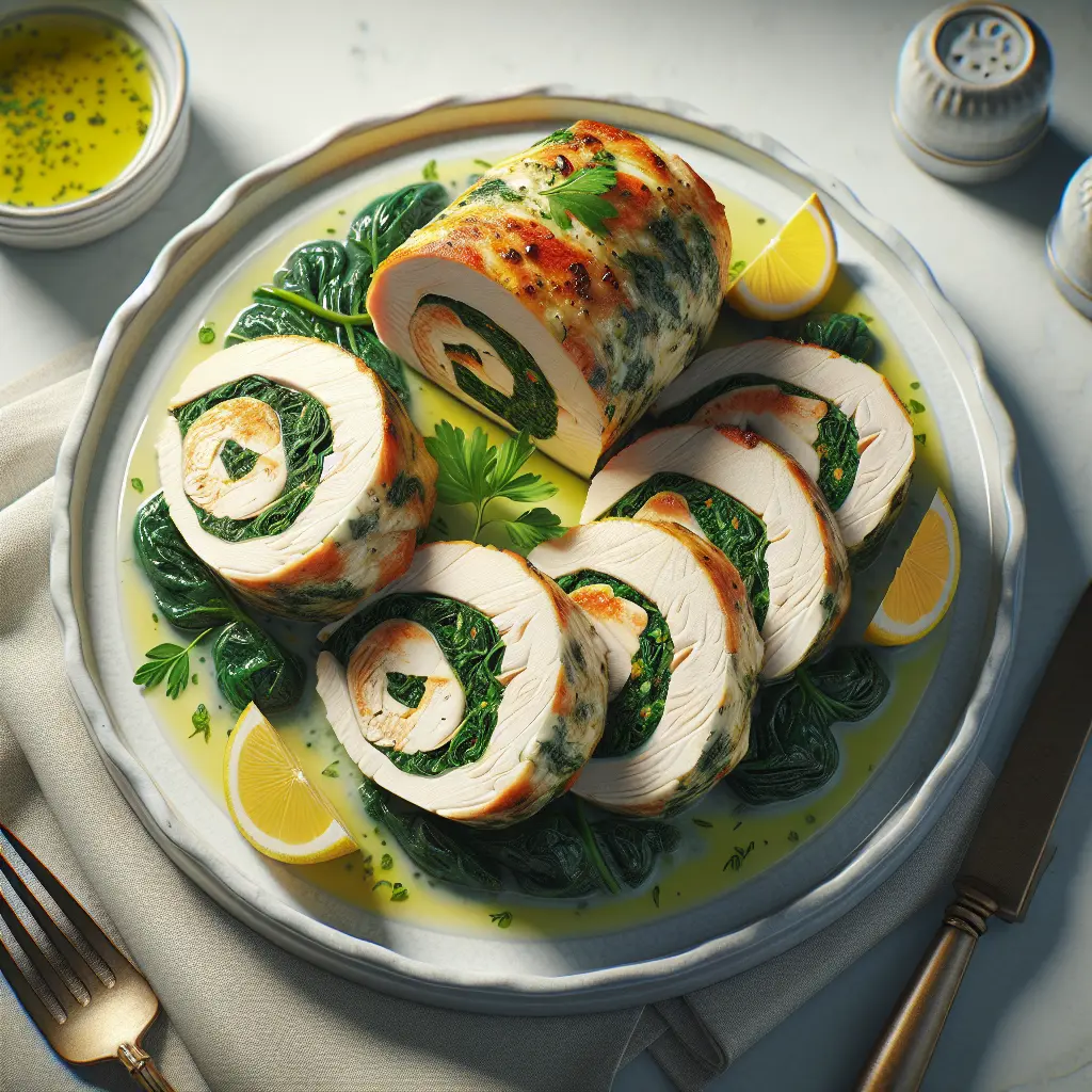 Spinach Stuffed Chicken Fish Roulade